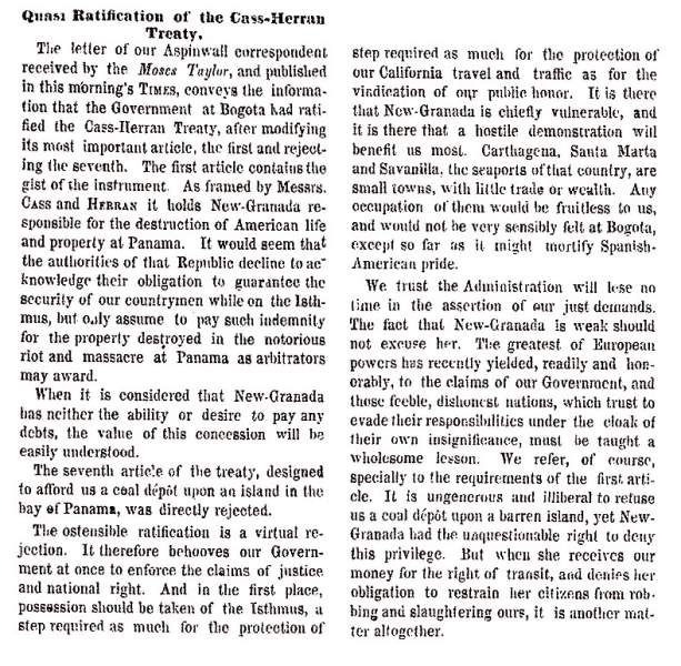 Quasi Ratification Of The Cass Herran Treaty New York Times July 28